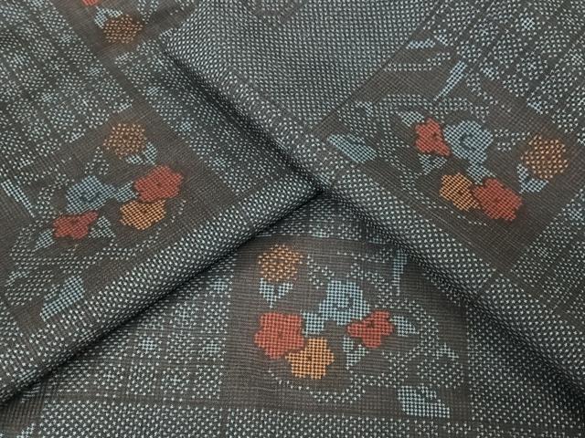 平和屋着物●本場大島紬　一元絣　色紙花文　正絹　逸品　未使用　AAAY9951np