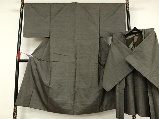 平和屋着物●男性　本場大島紬　アンサンブル　格子　正絹　逸品　AAAY9959np