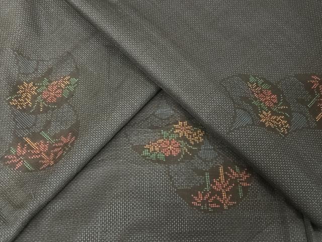 平和屋着物●本場大島紬　一元絣　扇花文　正絹　逸品　AAAY9962np