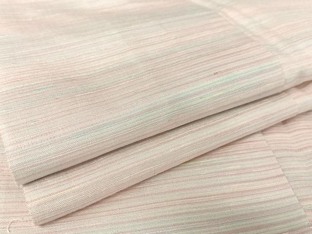 平和屋着物●紅花紬　米沢　縞　正絹　逸品　AAAY9968np