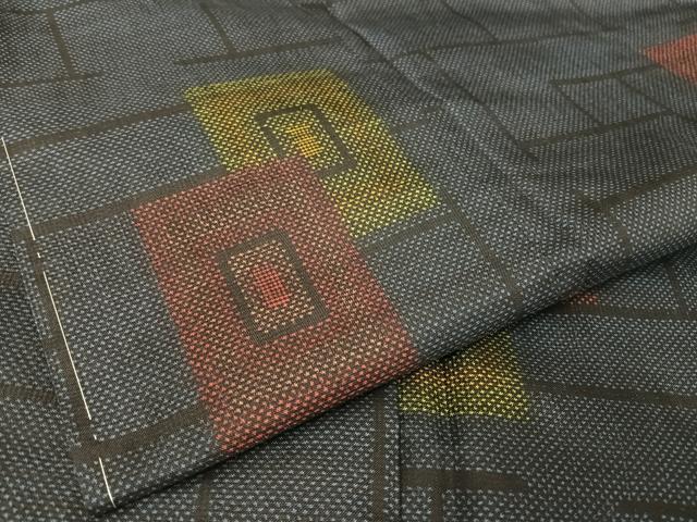 平和屋着物●本場大島紬　一元7マルキ　色紙文　正絹　逸品　未使用　AAAY9970np