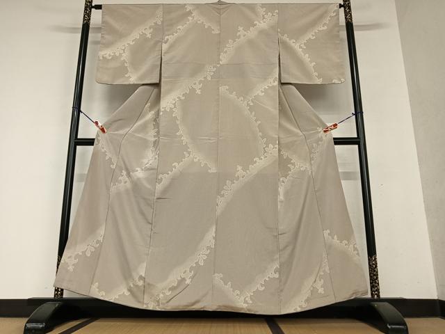 平和屋着物●上質な小紋　草花シルエット　正絹　逸品　AAAZ0002zg