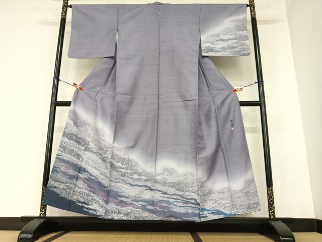 平和屋着物●本場染大島紬　訪問着　作家物　霞文　暈し染め　正絹　逸品　AAAZ0061zg