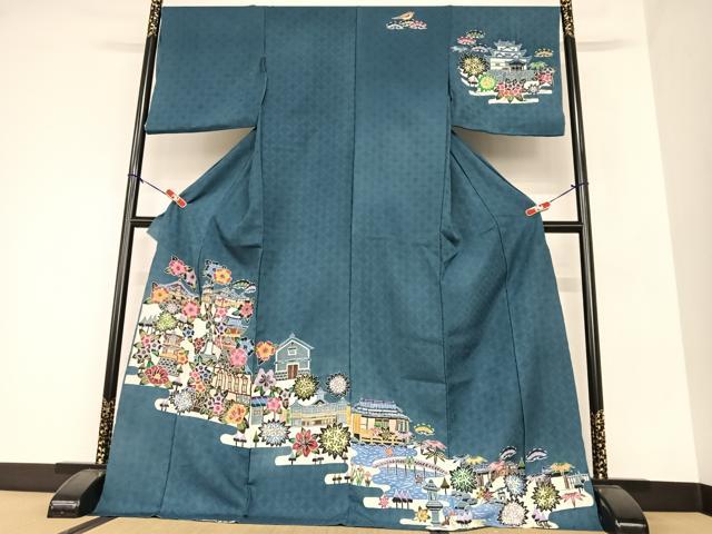 平和屋着物●紅型　訪問着　風景草花文　仮絵羽　正絹　逸品　未使用　AAAZ0070zg