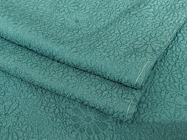 平和屋着物●上質な色無地　舞花地紋　納戸色　正絹　逸品　AAAZ0102zg