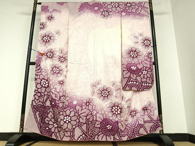 平和屋着物●豪華振袖　絞り　舞花文　正絹　逸品　AAAZ0134zg