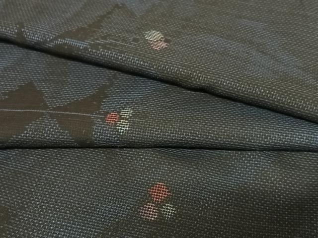 平和屋着物●本場大島紬　カタス7マルキ　草花文　正絹　逸品　AAAZ0135zg