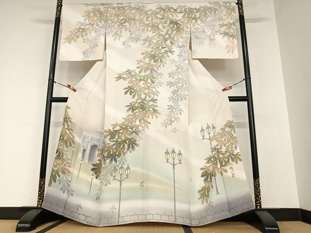 平和屋着物●湘南友禅　内田芳光　花煌路　訪問着　風景文　凱旋門　金彩　正絹　逸品　AAAZ0137zg