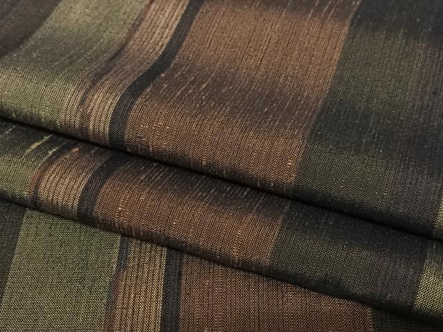 平和屋着物●上質な紬　縞　正絹　逸品　AAAZ0139zg