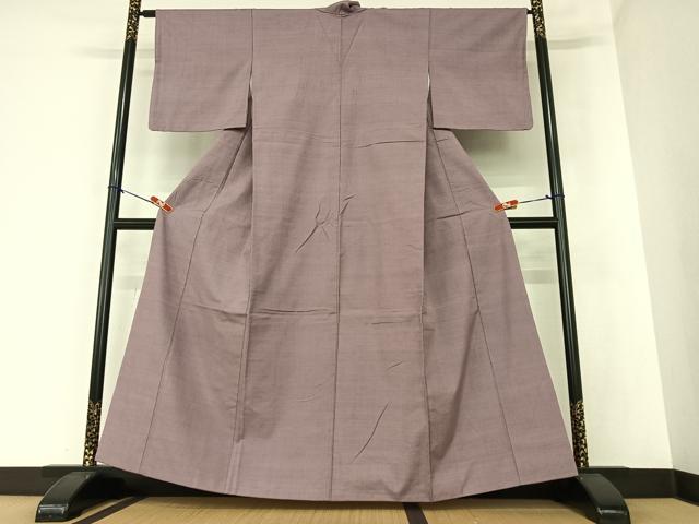 平和屋着物●本場結城紬　重要無形文化財　色無地　紫鳶色　正絹　逸品　AAAZ0163zg