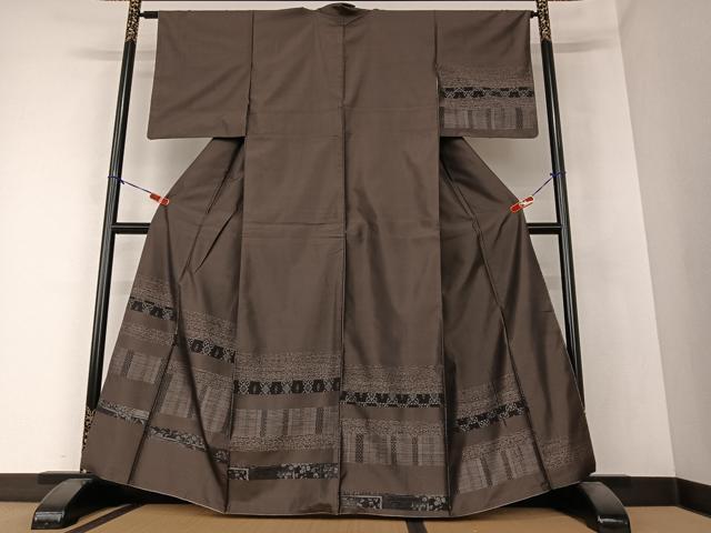 平和屋着物●本場大島紬　訪問着　横段吉祥花文　正絹　逸品　AAAZ0182zg