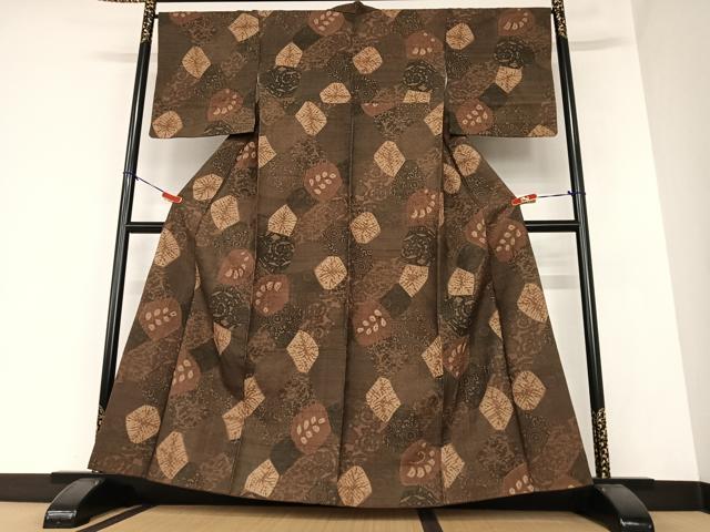 平和屋着物○伝統工芸士 七代目 吉澤与市 紬 絞り 切嵌