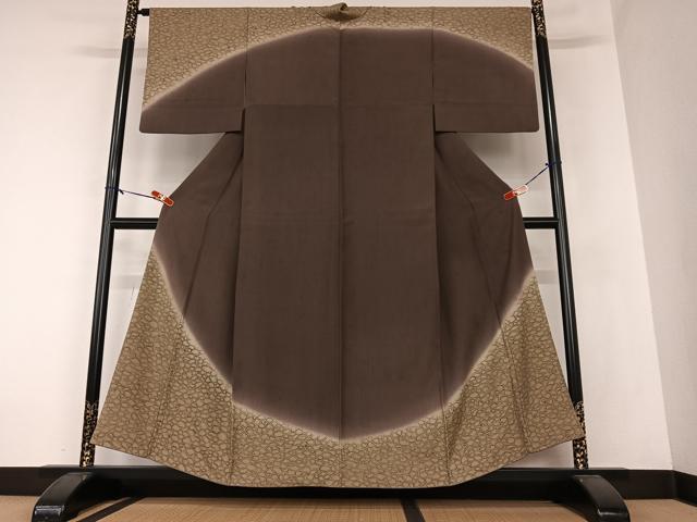 平和屋着物●赤城紬　訪問着　石畳文　暈し染め　正絹　逸品　AAAZ0211zg