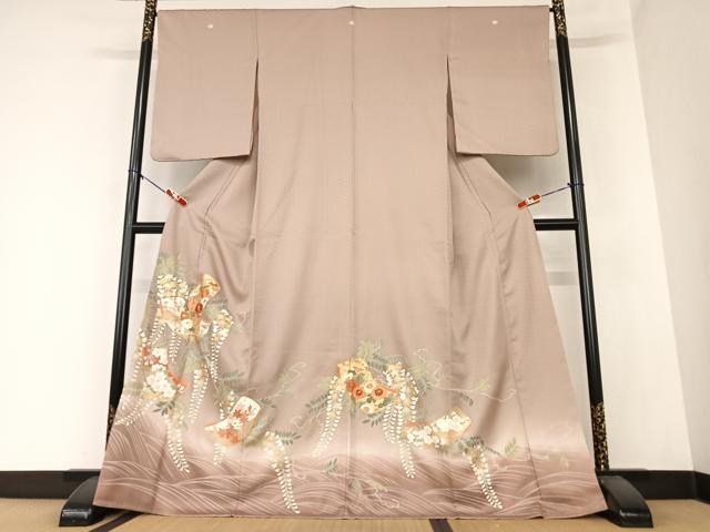 平和屋着物●豪華色留袖　駒刺繍　短冊花文　暈し染め　金彩　正絹　逸品　AAAZ0218zg