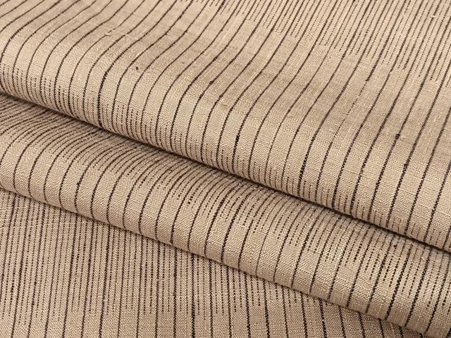 平和屋着物●結城紬　縞　正絹　逸品　AAAZ0233zg