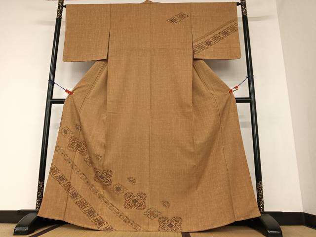 平和屋着物●訪問着　紬地　花鳥文　正絹　逸品　未使用　AAAZ0253zg