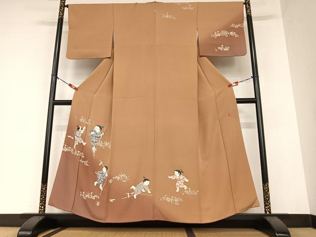 平和屋着物●十日町友禅作家　関口遼一　訪問着　童子遊び　暈し染め　正絹　逸品　AAAZ0261zg