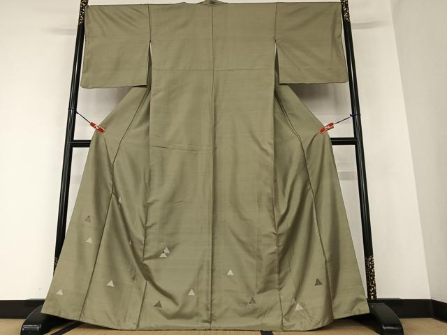 平和屋着物●上質な紬　訪問着　鱗文　正絹　逸品　AAAZ0273zg