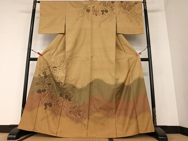 平和屋着物○訪問着 紬地 辻が花 手描き 絞り 暈し染め 正絹 逸品