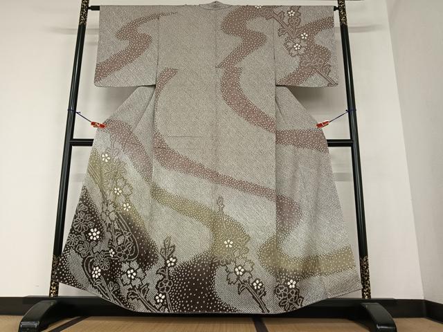 平和屋着物●訪問着　絞り　舞花文　暈し染め　さが美扱い　正絹　逸品　未使用　AAAZ0278zg