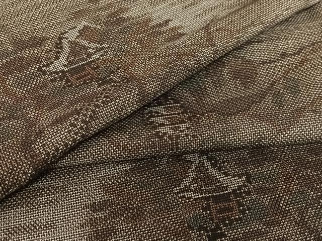 平和屋着物●本場大島紬　泥染　カタス9マルキ　風景文　正絹　逸品　AAAZ0279zg