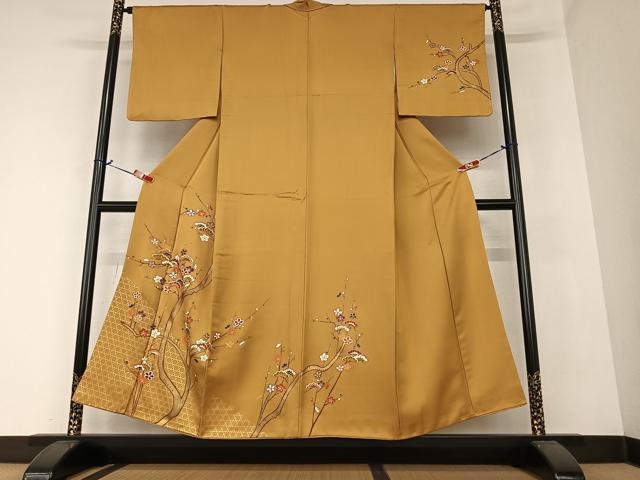 平和屋着物●訪問着　枝梅松文　金彩　正絹　逸品　AAAZ0285zg