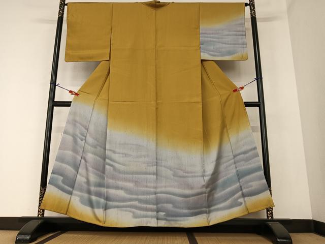 平和屋着物●訪問着　紬地　霞文　暈し染め　正絹　逸品　未使用　AAAZ0292zg