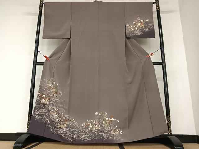 平和屋着物●訪問着　友禅　立波花筏文　暈し染め　金彩　正絹　逸品　AAAZ0300zg