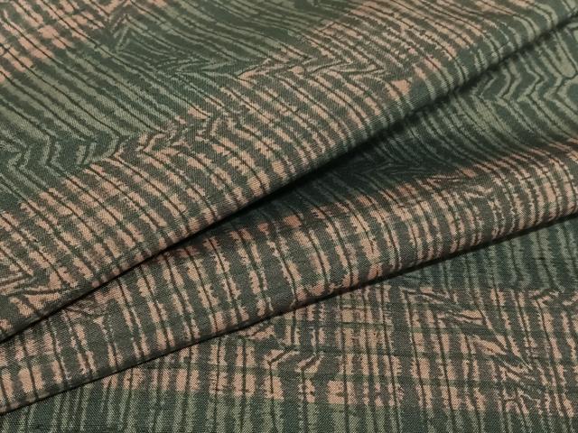 平和屋着物●石川県指定無形文化財　牛首紬　白山工房　手織り　変わり縞　正絹　逸品　未使用　AAAZ0307zg