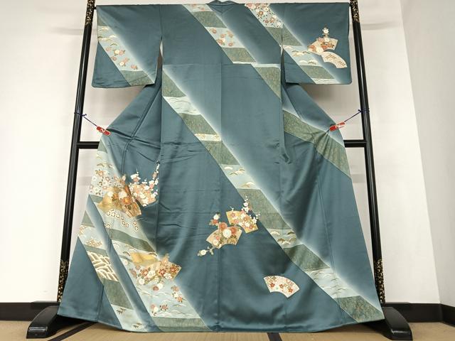 平和屋着物●訪問着　駒刺繍　地紙重ね花文　暈し染め　金彩　松坂屋扱い　正絹　逸品　AAAZ0311zg