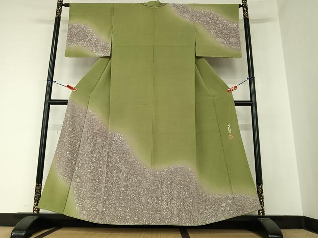 平和屋着物●喜多長蔵 萬葉染　訪問着　鳥獣花文　暈し染め　正絹　逸品　AAAZ0327zg