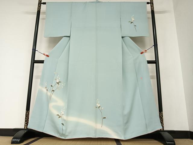 平和屋着物●本加賀友禅作家　南克治　訪問着　枝花文　暈し染め　丹後ちりめん　反端付き　正絹　逸品　AAAZ0332zg