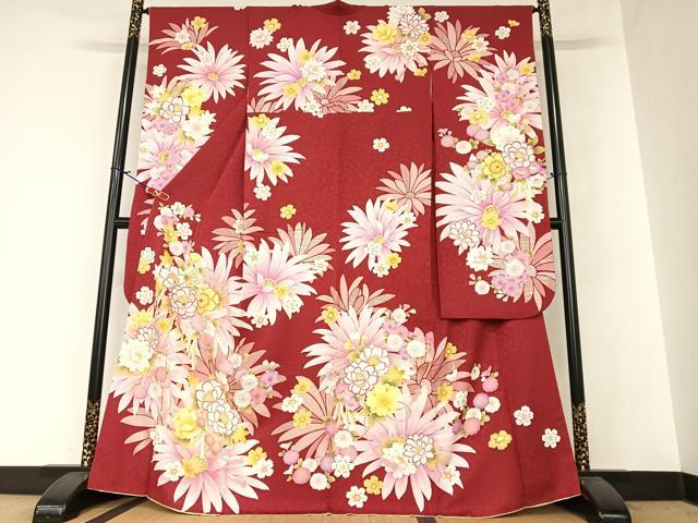 平和屋着物●豪華振袖　刺繍　舞花文　金彩　正絹　逸品　AAAZ0336zg