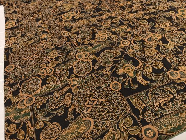 平和屋着物○上質な小紋 紬地 花唐草文 鹿 正絹 逸品 AAAZ0338zg