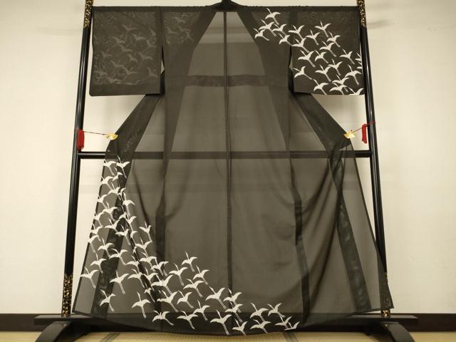 平和屋着物＊夏物　訪問着　絽　飛鶴文　洗える着物　AAAZ0494jd