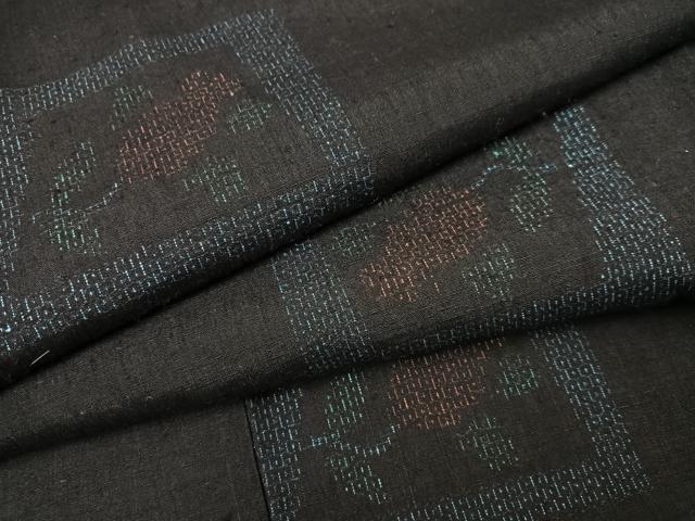 平和屋着物●本場結城紬　重要無形文化財　80亀甲　色紙草花文　正絹　逸品　AAAZ0546ph