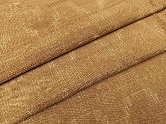 平和屋着物●本場琉球絣　花菱文　黄橡色　正絹　逸品　AAAZ0556ph