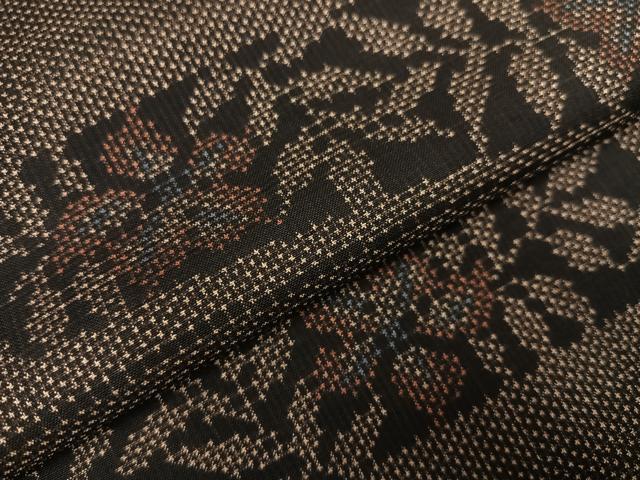 平和屋着物○本場大島紬 一元絣 横段草花文 正絹 逸品 AAAZ0578ph