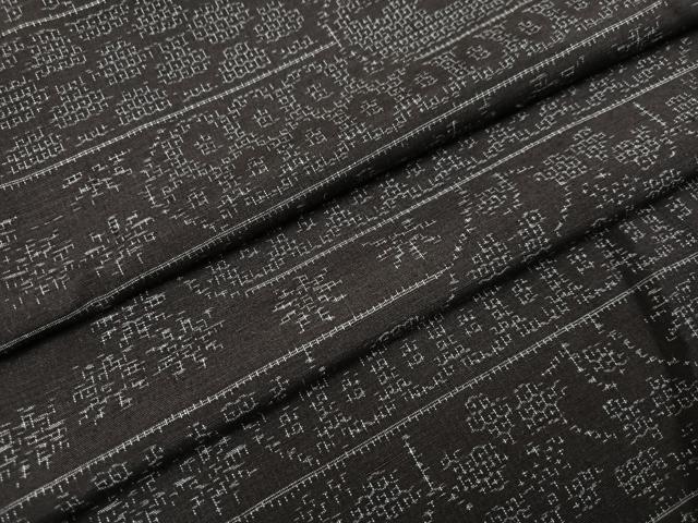 平和屋着物●結城紬　80亀甲　草花文　正絹　逸品　AAAZ0589ph