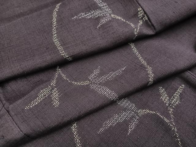 平和屋着物●結城紬　100亀甲　草木文　正絹　逸品　未使用　AAAZ0592ph
