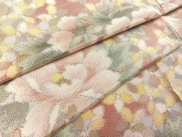 平和屋着物●上質な紬　草花文　正絹　逸品　未使用　AAAZ0598ph