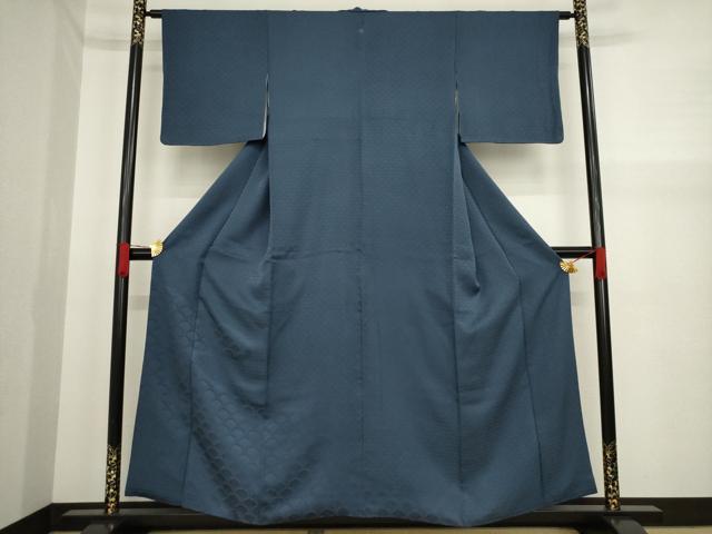 平和屋着物●無地絵羽訪問着　花青海波地紋　青褐色　さが美扱い　正絹　逸品　AAAZ0620ck