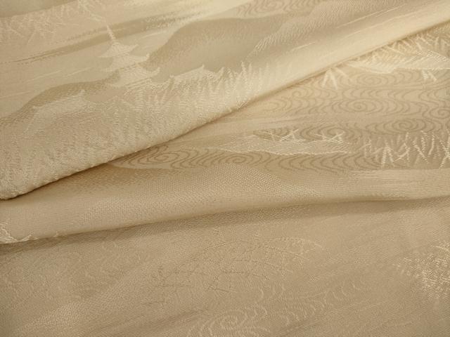 平和屋着物●上質な色無地　流水風景地紋　肉色　正絹　逸品　AAAZ0642ck