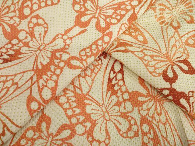 平和屋着物●名門　藤娘きぬたや・総絞り　小紋　舞蝶文　正絹　逸品　AAAZ0664ck