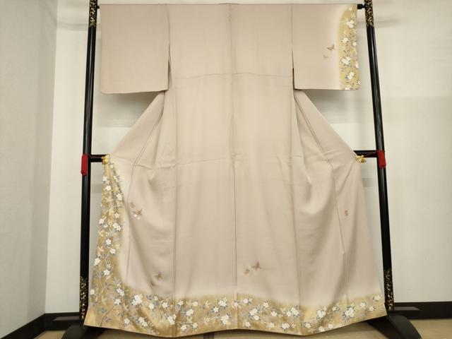 平和屋着物●訪問着　友禅　作家物　花蝶文　暈し染め　金彩　正絹　逸品　AAAZ0667ck