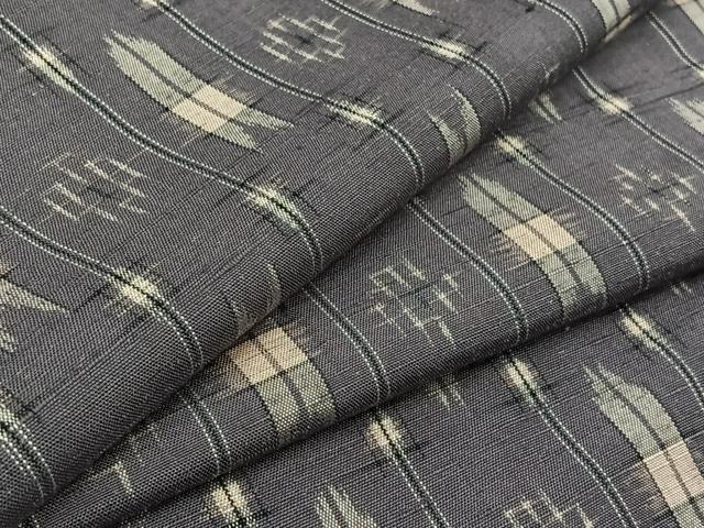 平和屋着物▽上質な紬　単衣　蚊絣文様　正絹　逸品　AAAZ0682jh