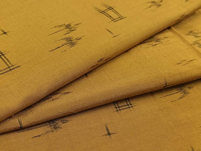 平和屋着物▽上質な紬　単衣　琉球絣　正絹　逸品　AAAZ0688jh