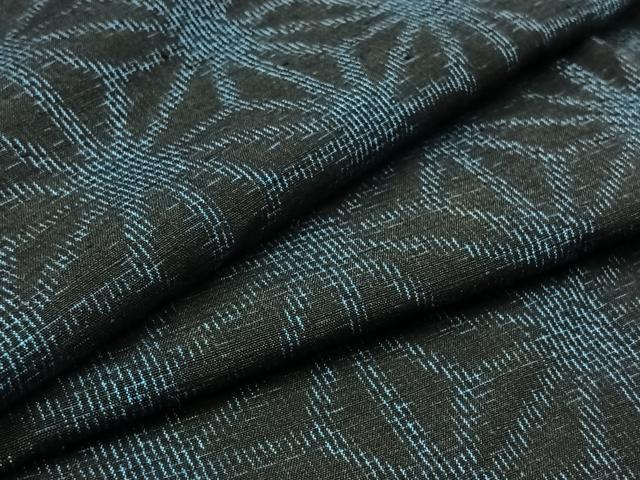 平和屋着物▽上質な紬　単衣　麻の葉文様　正絹　逸品　AAAZ0699jh