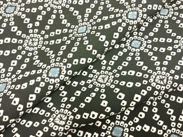 平和屋着物▽上質な小紋　単衣　麻の葉文様　黒地　正絹　逸品　AAAZ1396fy