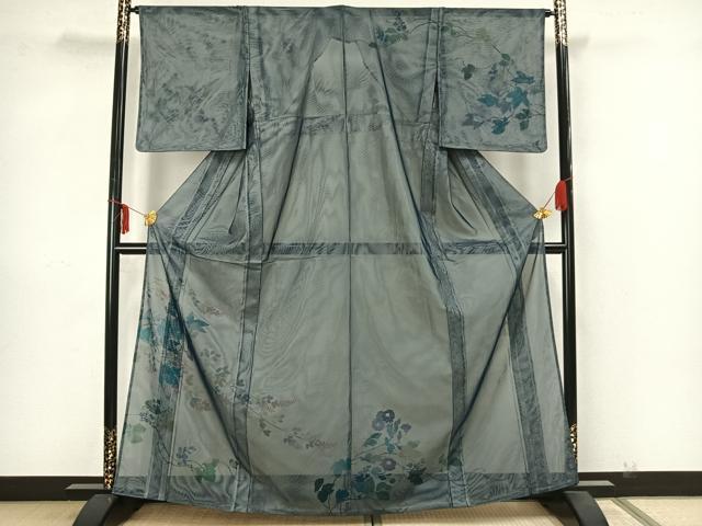 平和屋着物▽訪問着　無双　紗袷　紗×紗　手描き　枝花文　正絹　逸品　未使用　AAAZ1414fy